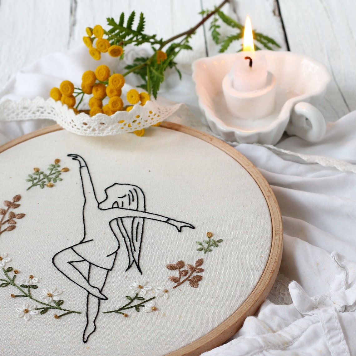 Dancing Women Hand Embroidery Pattern, Modern Ballerina Hoop Art, Boho ...