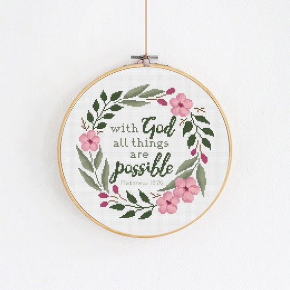 Christian Cross Stitch Pattern Bible Verse Modern Embroidery | Etsy