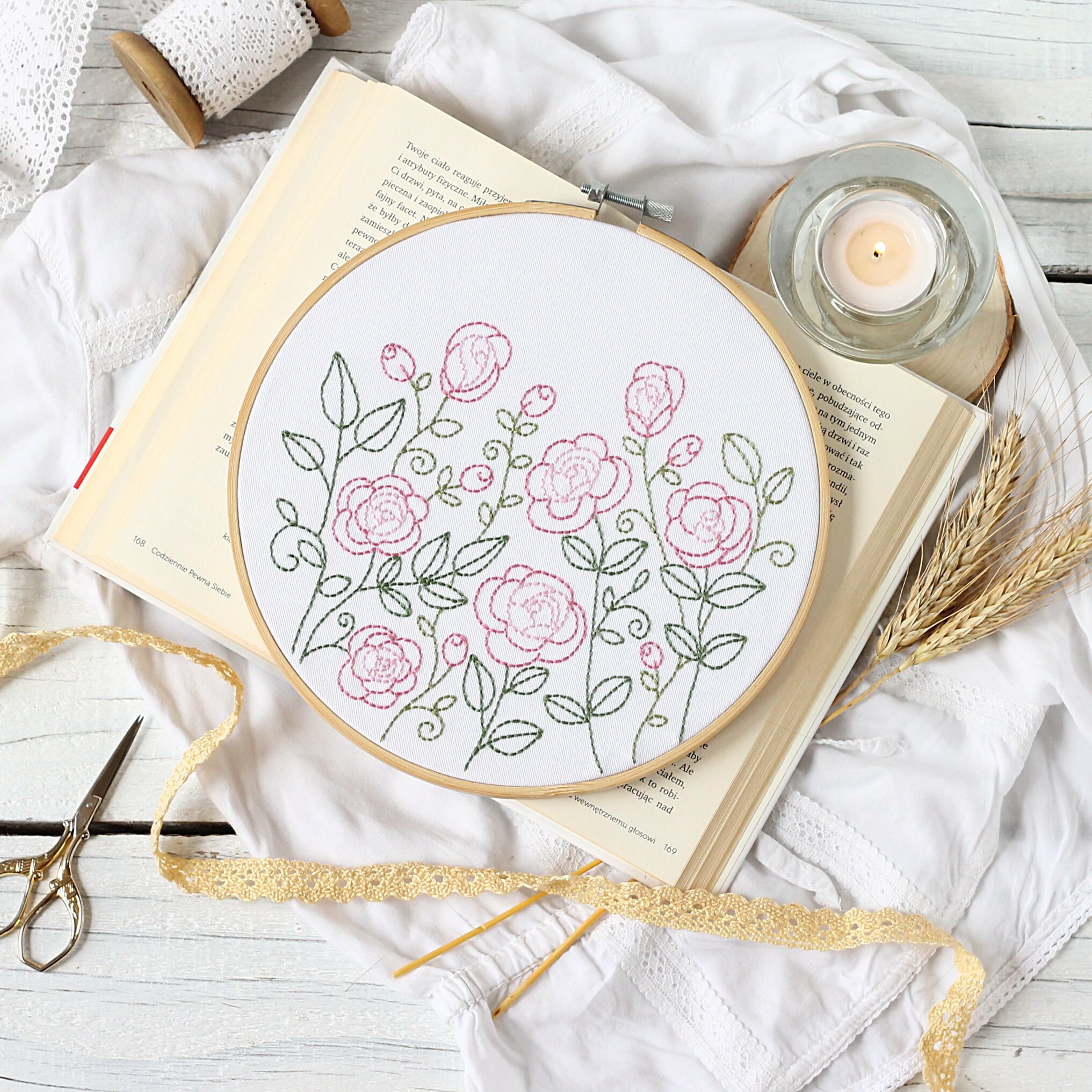 Floral Rose Hand Embroidery Patterns Easy PDF Digital - Etsy