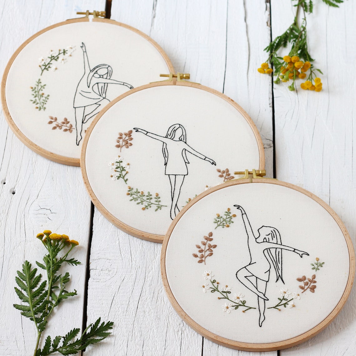 SET of 3 Embroidery Patterns Dancing Women Hand Embroidery | Etsy