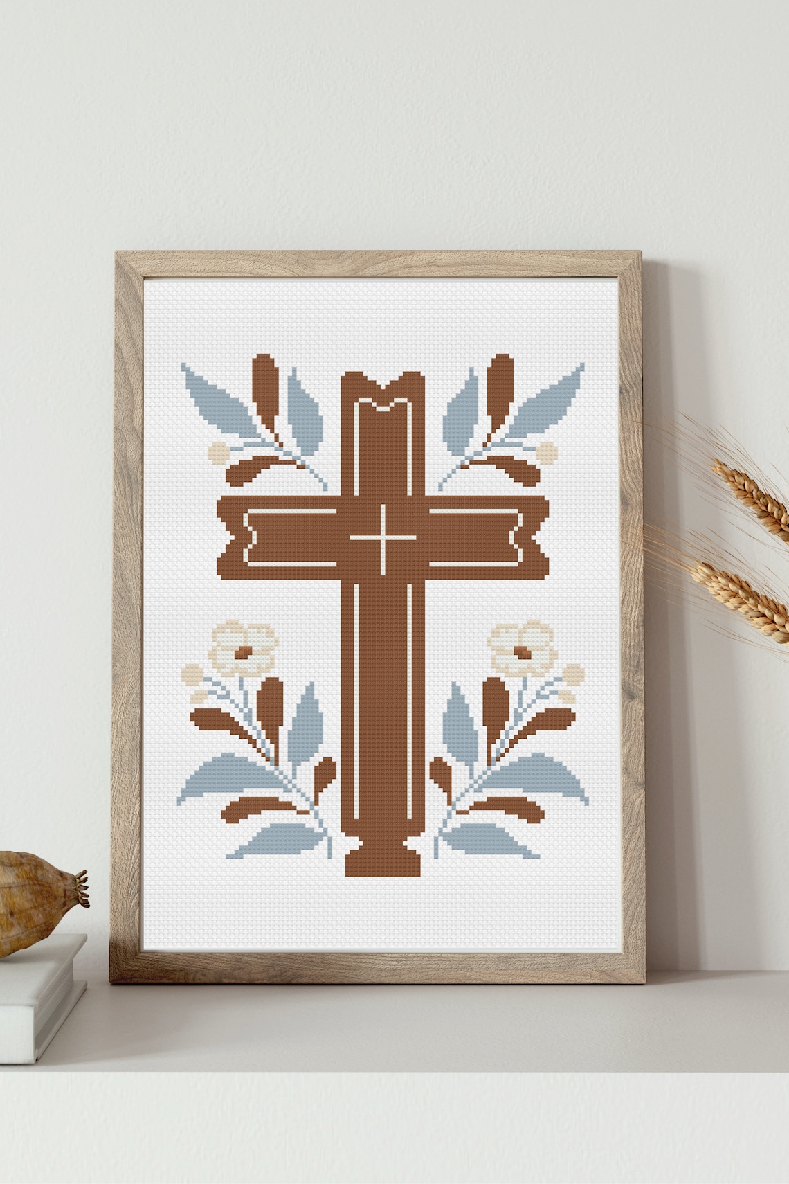 Crucifix Cross Stitch PDF Pattern, Folk Style Symmetrical Art, Catholic ...