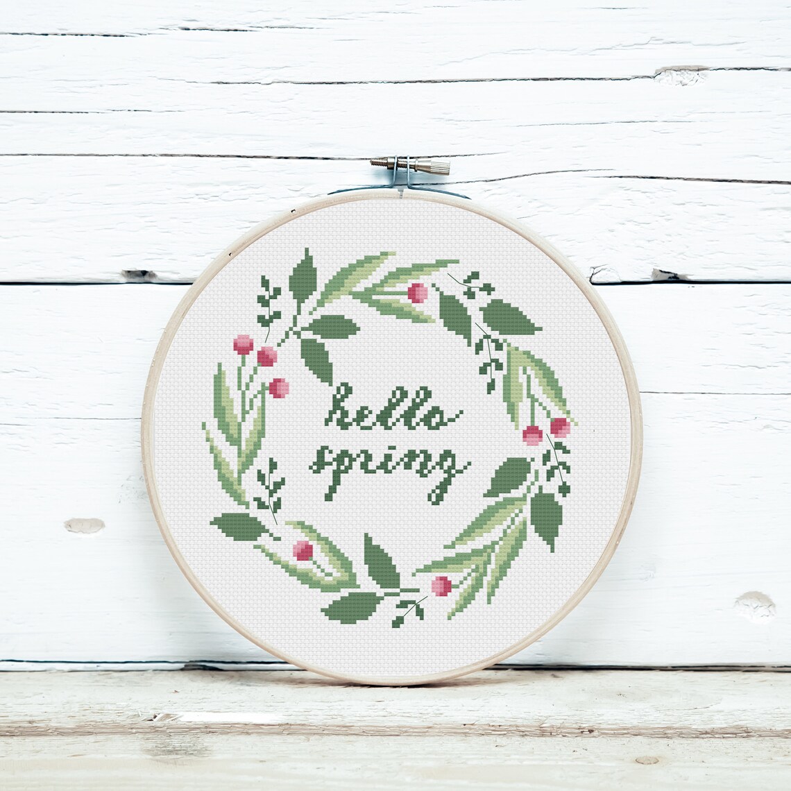 Hello Spring Cross Stitch Pattern Easy to Stitch Flower - Etsy