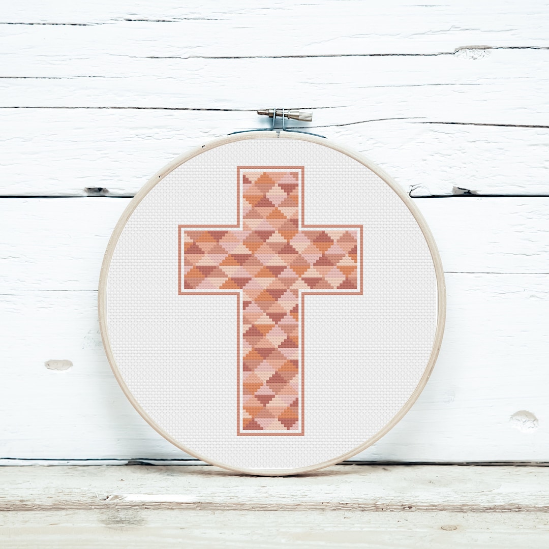 Religous Cross Stitch Pattern, PDF Modern Embroidery, Christian Cross ...