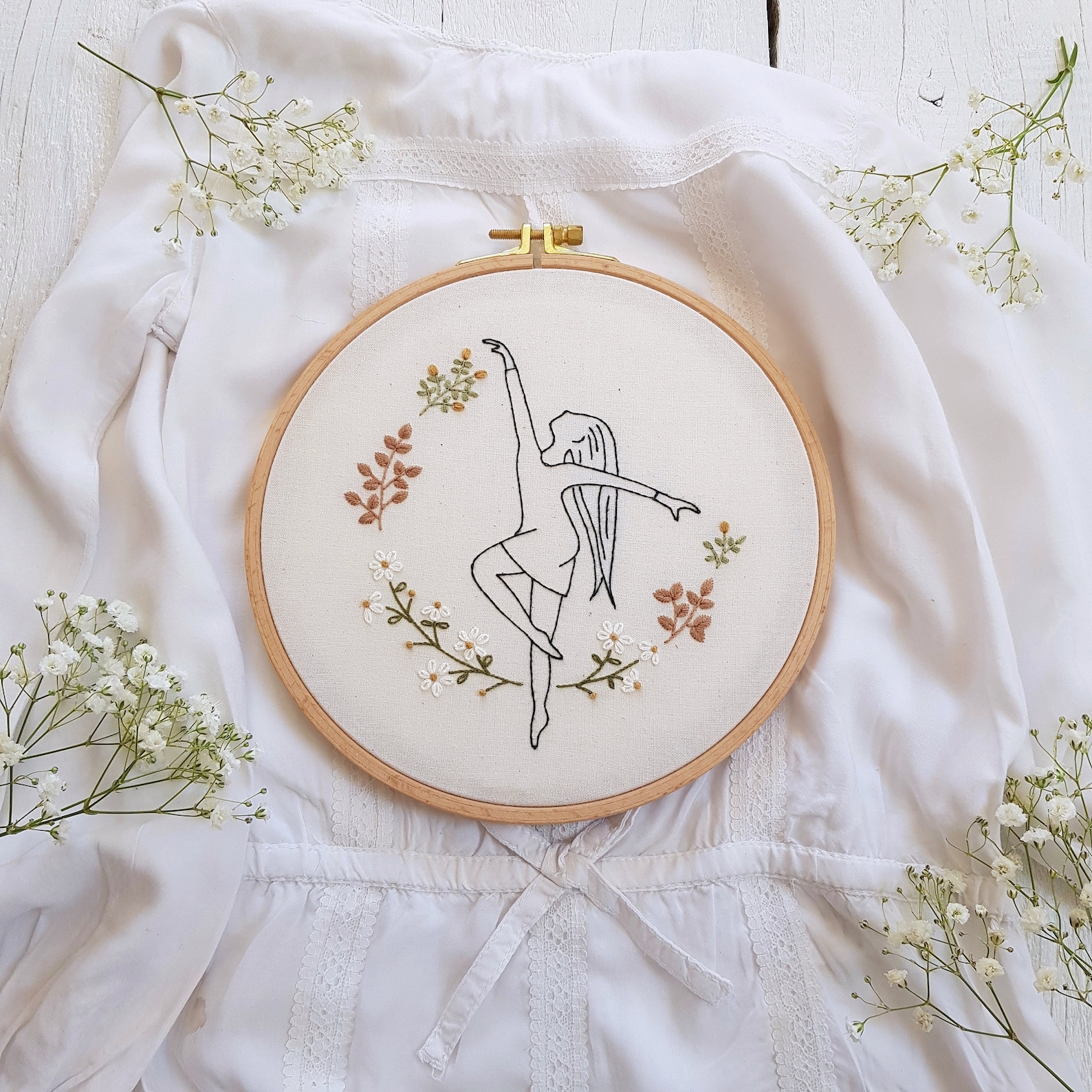 Dancing Women Hand Embroidery Pattern, Modern Ballerina Hoop Art, Boho ...