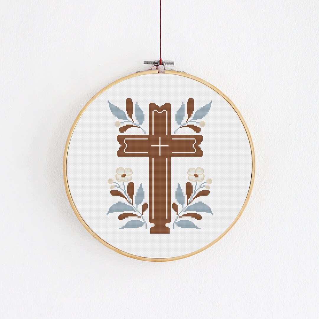 Crucifix Cross Stitch PDF Pattern, Folk Style Symmetrical Art, Catholic ...