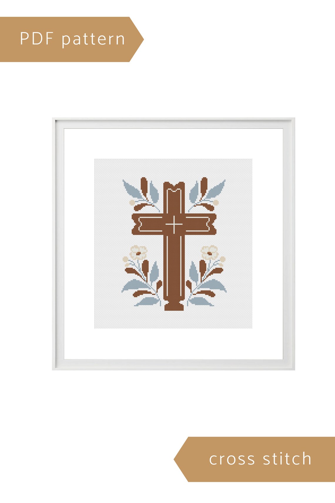 Crucifix Cross Stitch PDF Pattern, Folk Style Symmetrical Art, Catholic ...