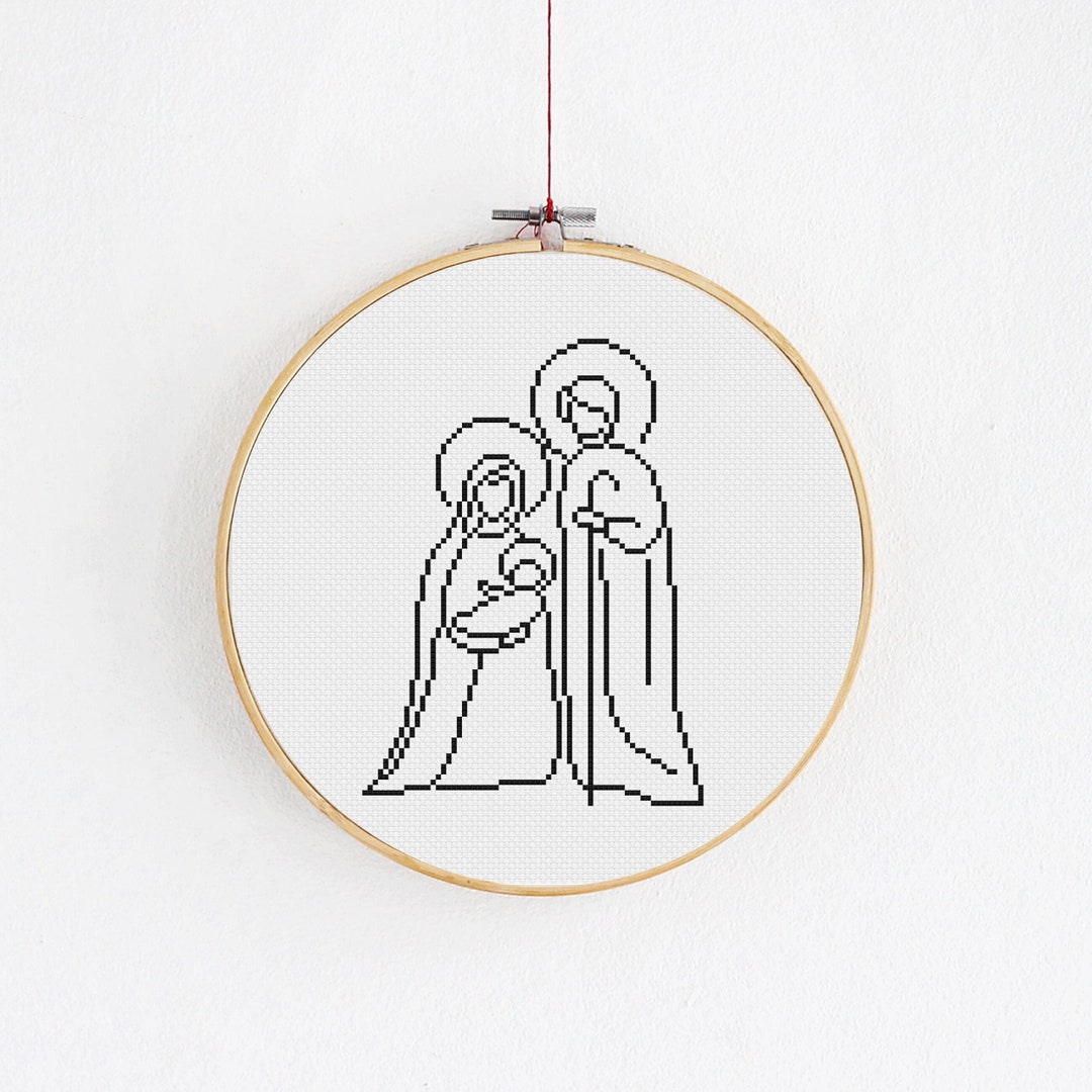 Minimalist Holy Family Cross Stitch Pattern: Christmas Nativity (PDF ...