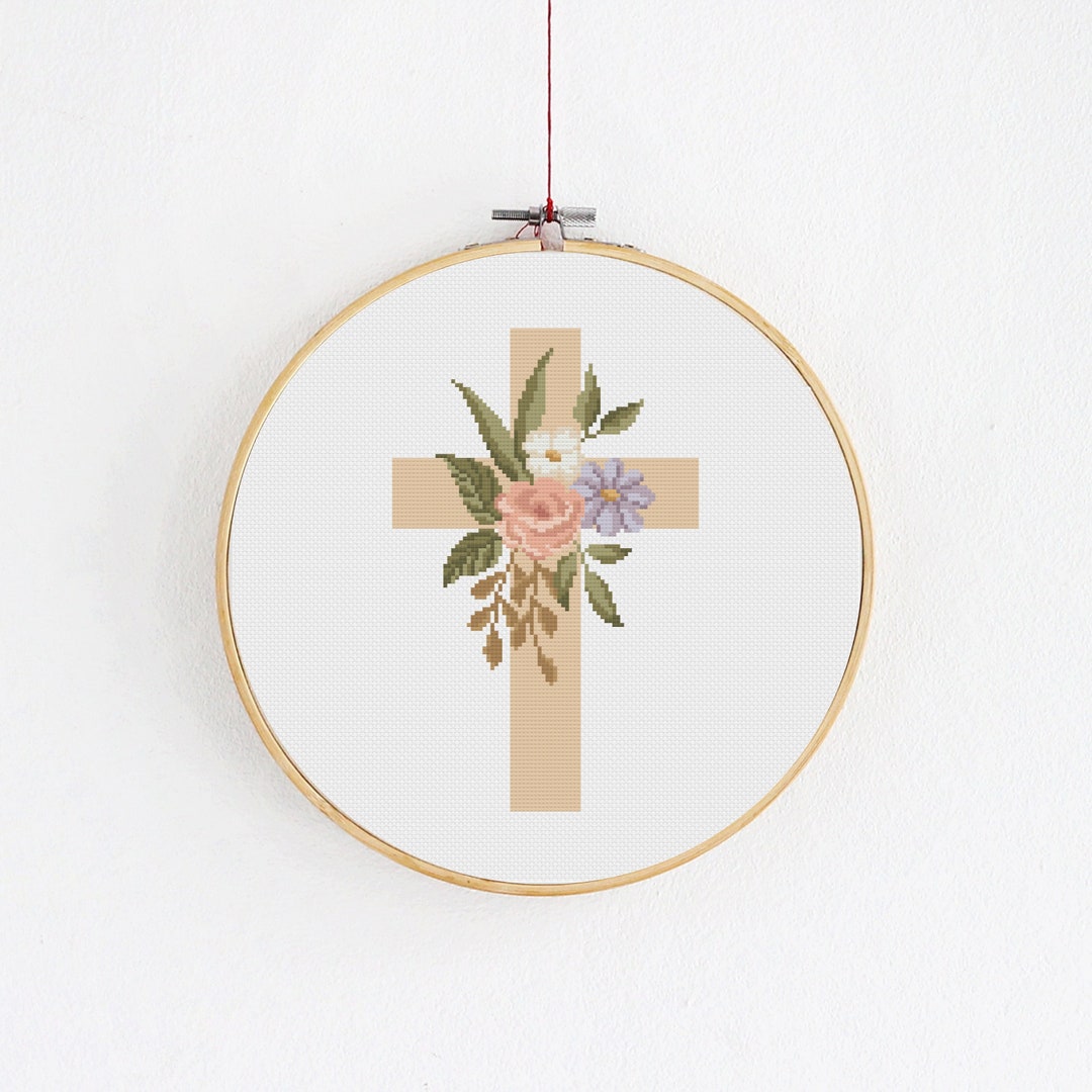 Religious Cross Stitch PDF Pattern, Jesus Christ Cross With Delicate ...