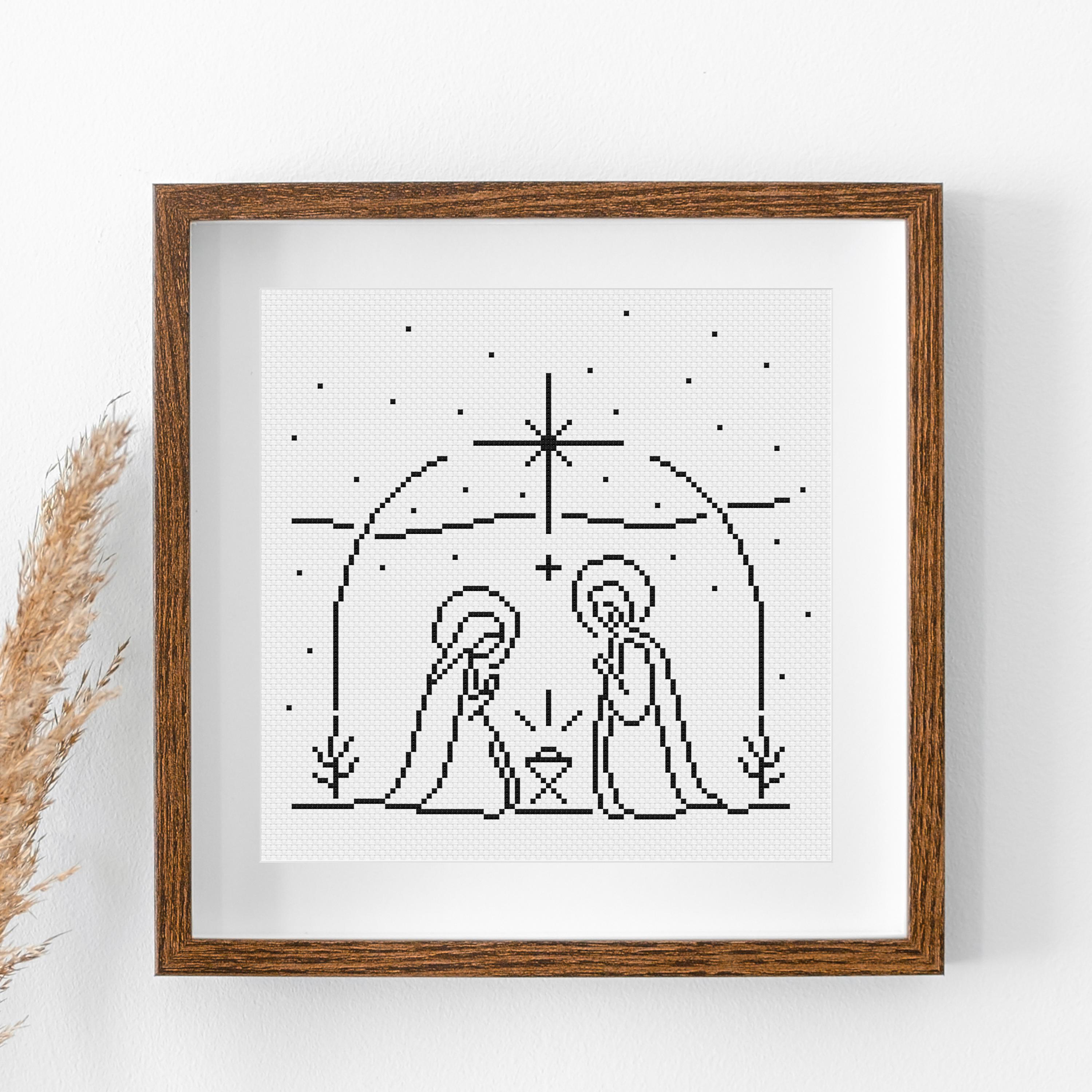 Minimalistic Cross-stitch PDF Pattern, Simply Nativity Scene Stitching ...