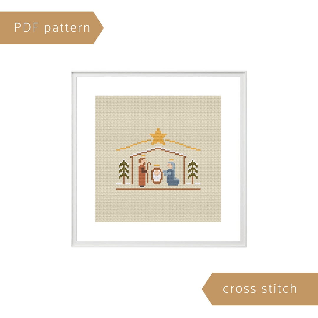 Small Nativity Scene Cross Stitch Pattern, Christmas Simply Traditional ...