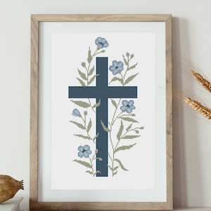 Jesus Christ Cross in Wildflowers, Religious Cross Stitch PDF Pattern ...