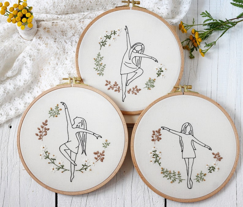 SET of 3 Embroidery Patterns Dancing Women Hand Embroidery | Etsy