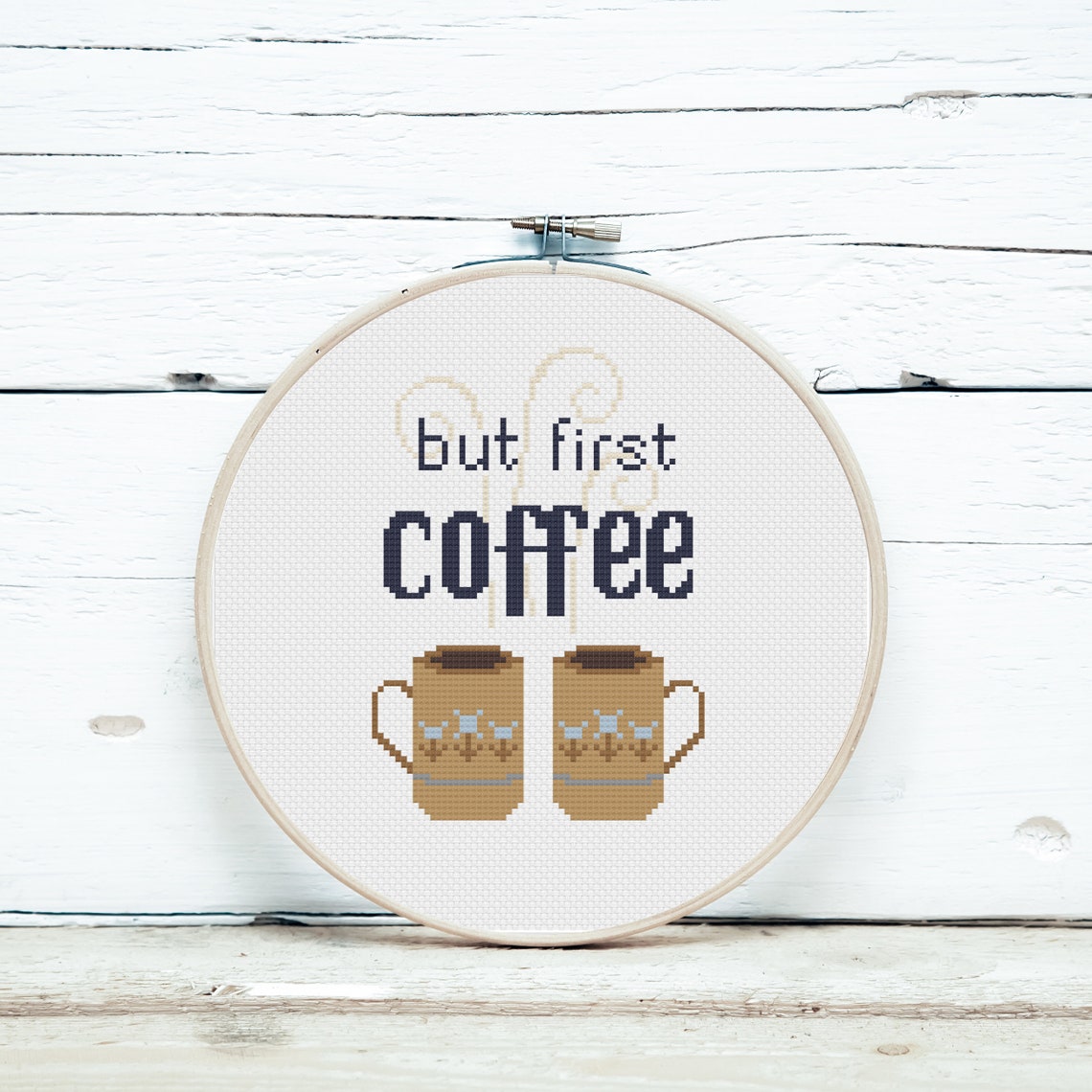 Kitchen Mugs Cross Stitch Pattern but First Coffee DIY | Etsy