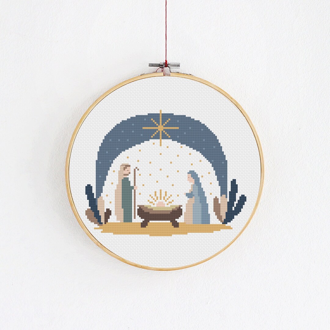 Modern Nativity Scene Cross Stitch Pattern, Holy Family DIY Craft ...