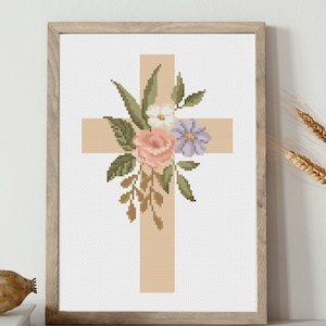 Religious Cross Stitch PDF Pattern, Jesus Christ Cross With Delicate ...