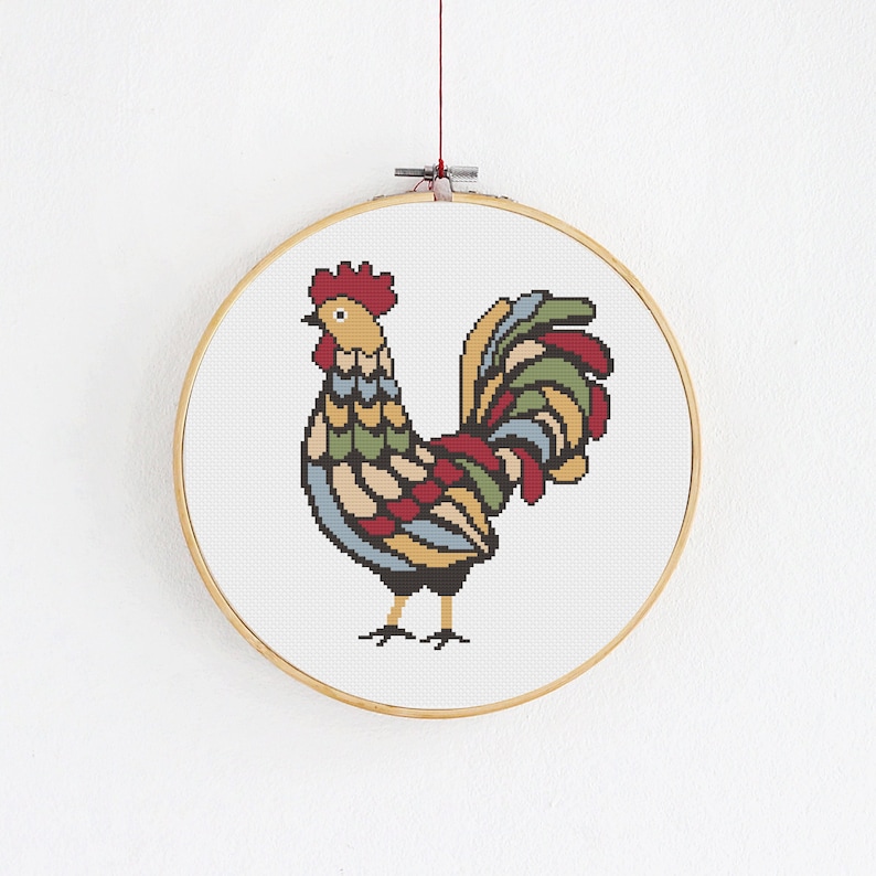 Colorful Rooster Cross Stitch Pattern Folk Style Wall Art - Etsy