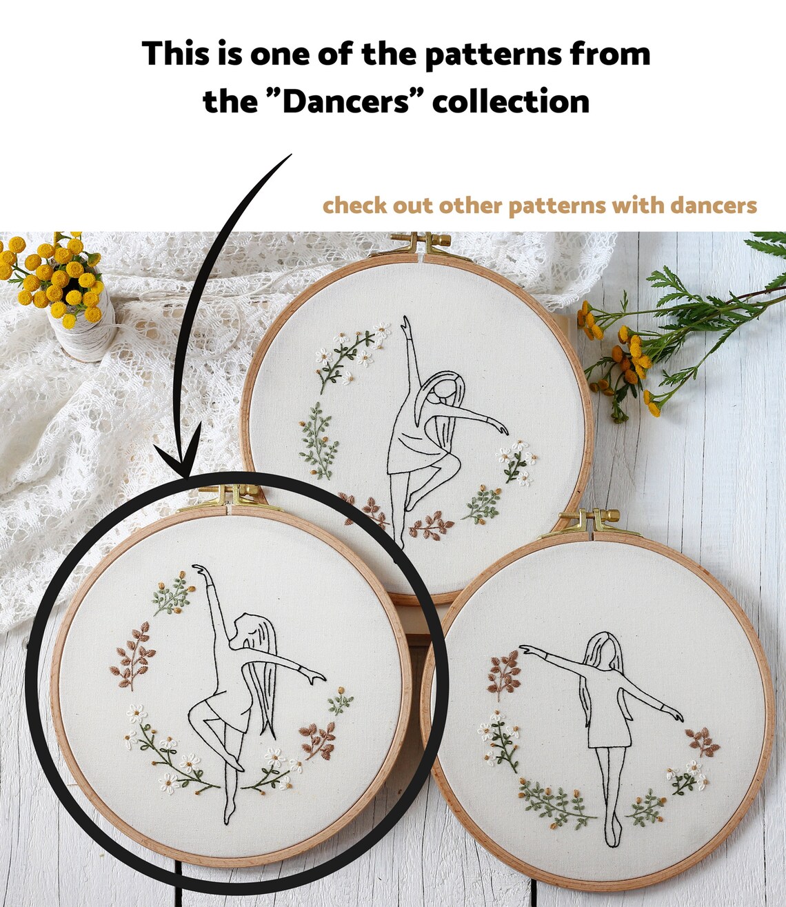 Dancing Women Hand Embroidery Pattern, Modern Ballerina Hoop Art, Boho ...