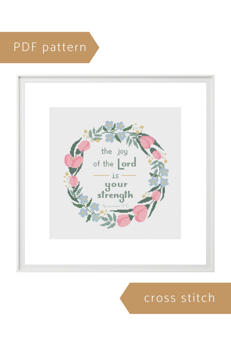 Christian Quote Cross Stitch Pattern Bible Verse Nehemiah - Etsy
