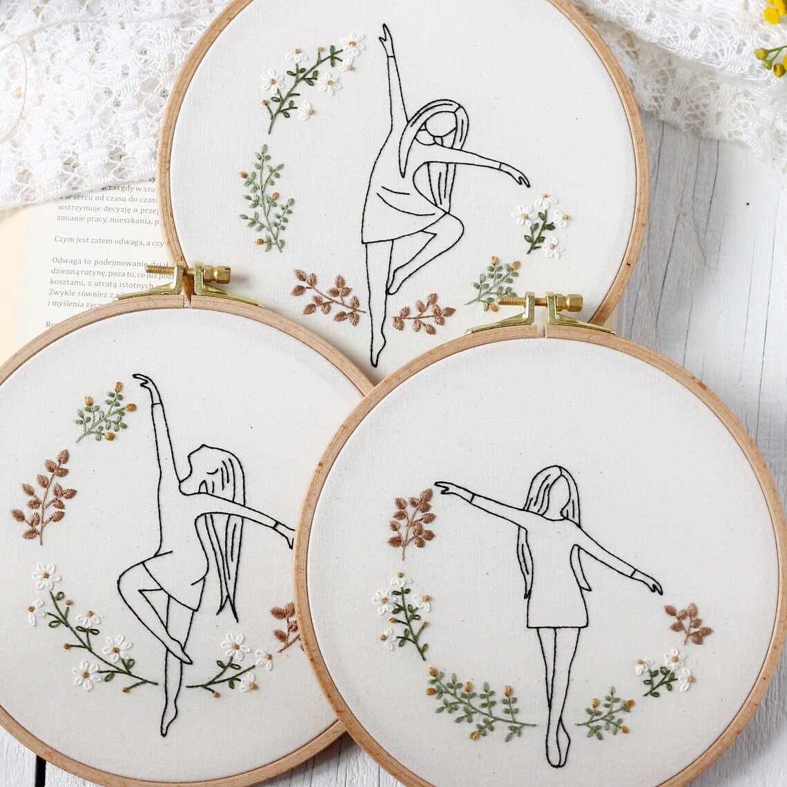 SET of 3 Embroidery Patterns Dancing Women Hand Embroidery | Etsy