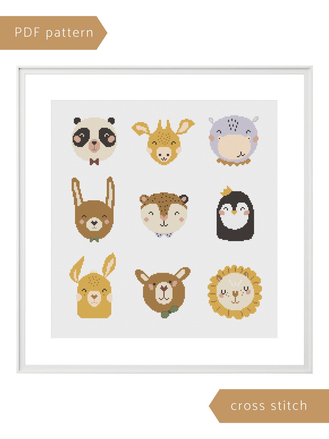 Funny Cross Stitch Pattern, Sweet Animal Design, Baby Boho Nursery ...