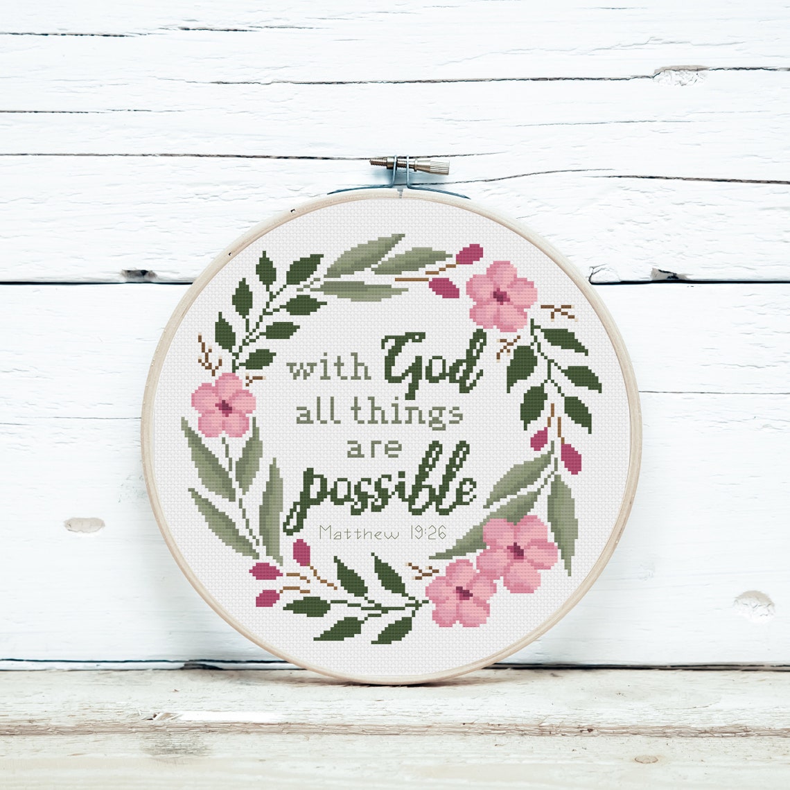 Christian Cross Stitch Pattern Bible Verse Modern Embroidery | Etsy