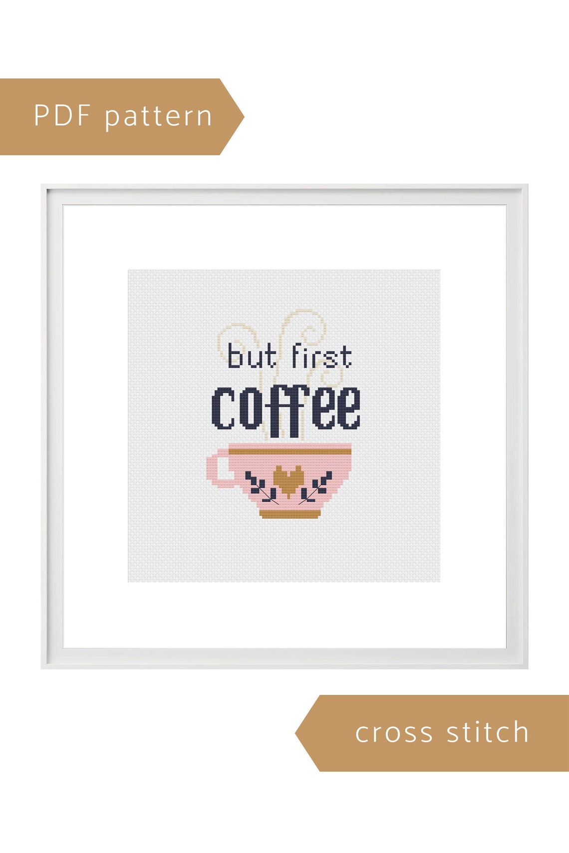 But First Coffee Cross Stitch Pattern, Cup of Coffee Retro Embroidery ...