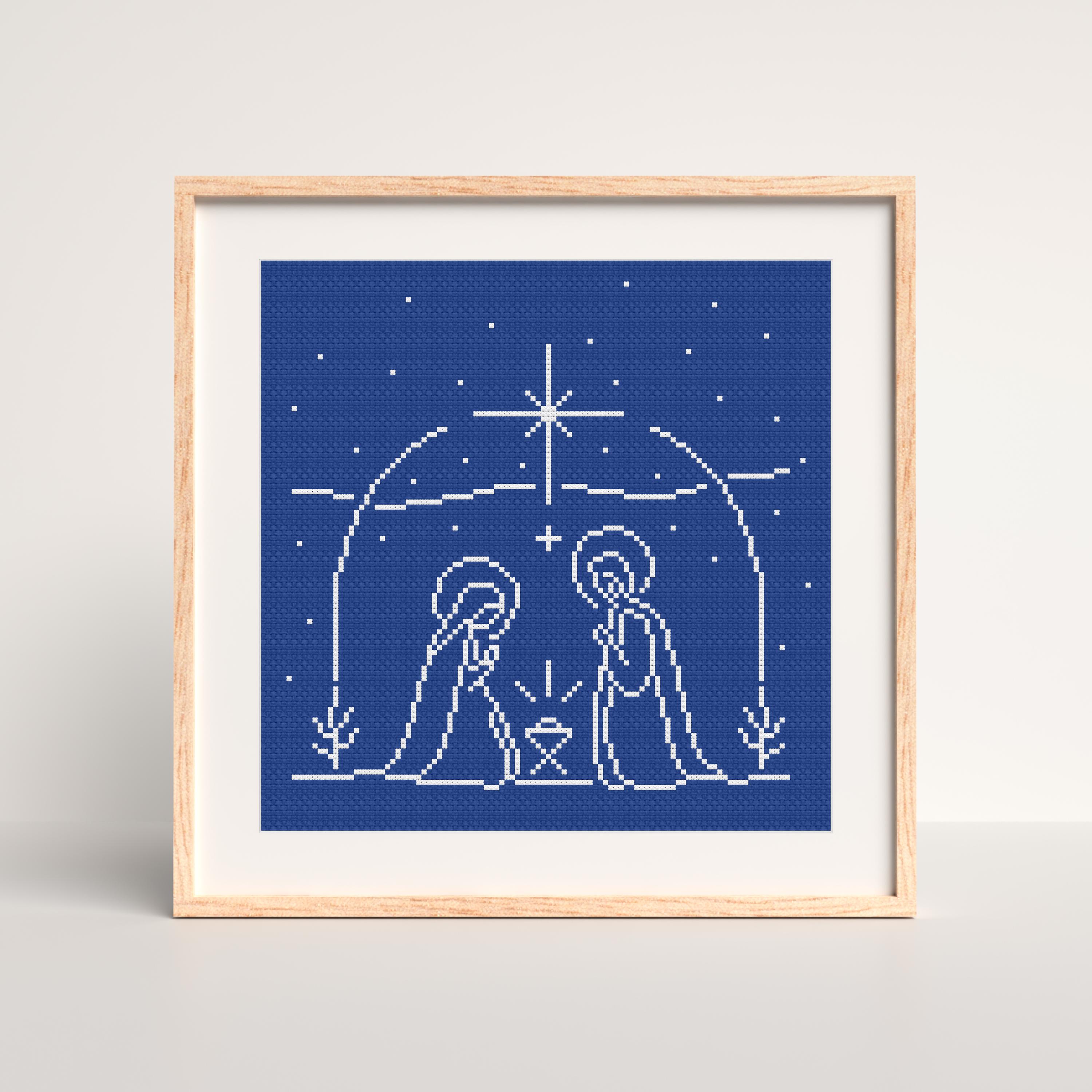 Minimalistic Cross-stitch PDF Pattern, Simply Nativity Scene Stitching ...