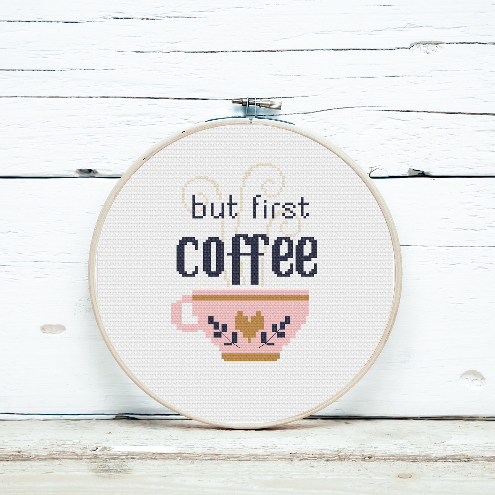 But First Coffee Cross Stitch Pattern, Cup of Coffee Retro Embroidery ...