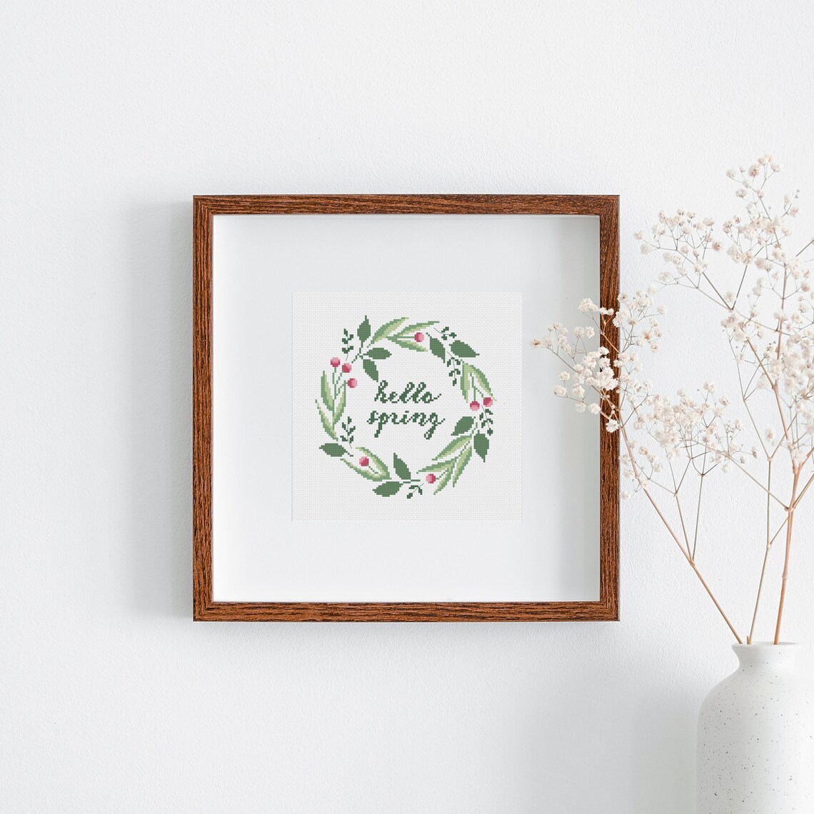 Hello Spring Cross Stitch Pattern Easy to Stitch Flower - Etsy