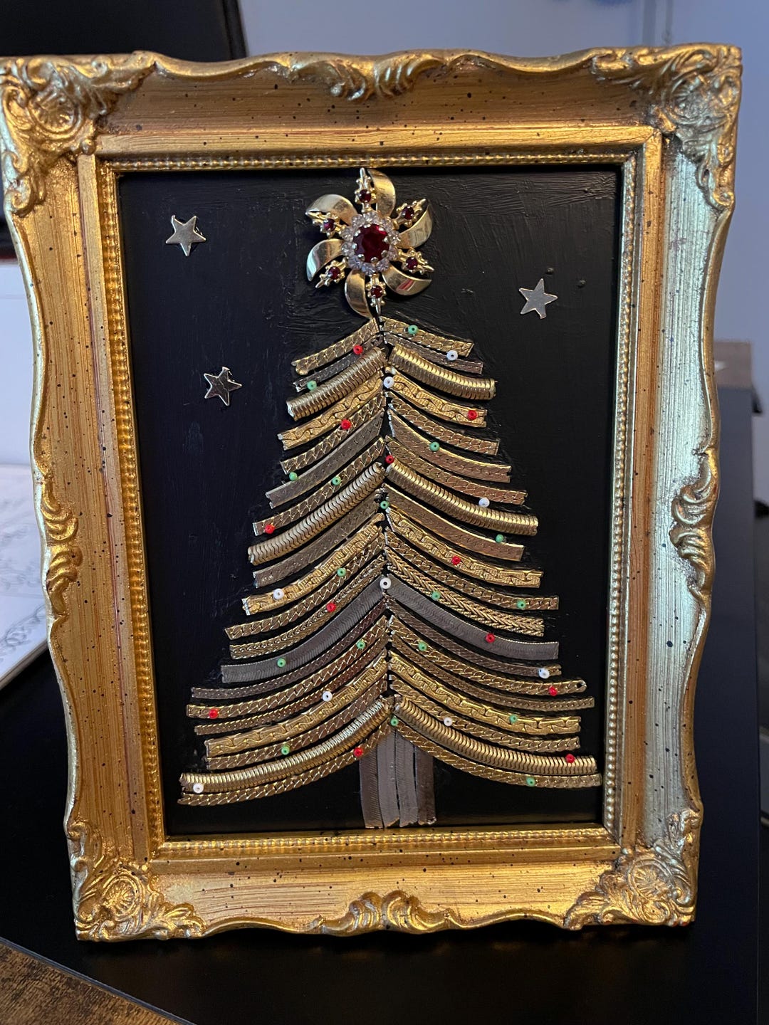 Framed Vintage Jewelry Art Necklace Chains Tree - Etsy