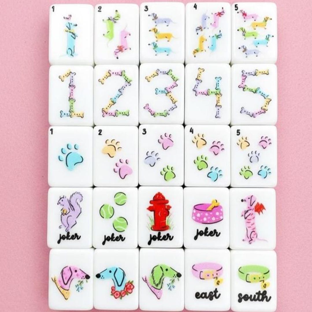 Dachshund Mahjong Tile Set: Original Illustrations, Dog Lover Gift ...