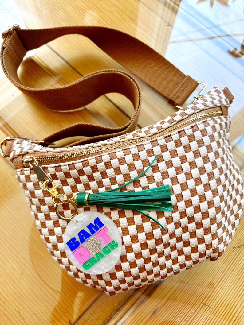 Bam Dot Crack Mahjong Bag Charm Keychain With Tassel - Etsy