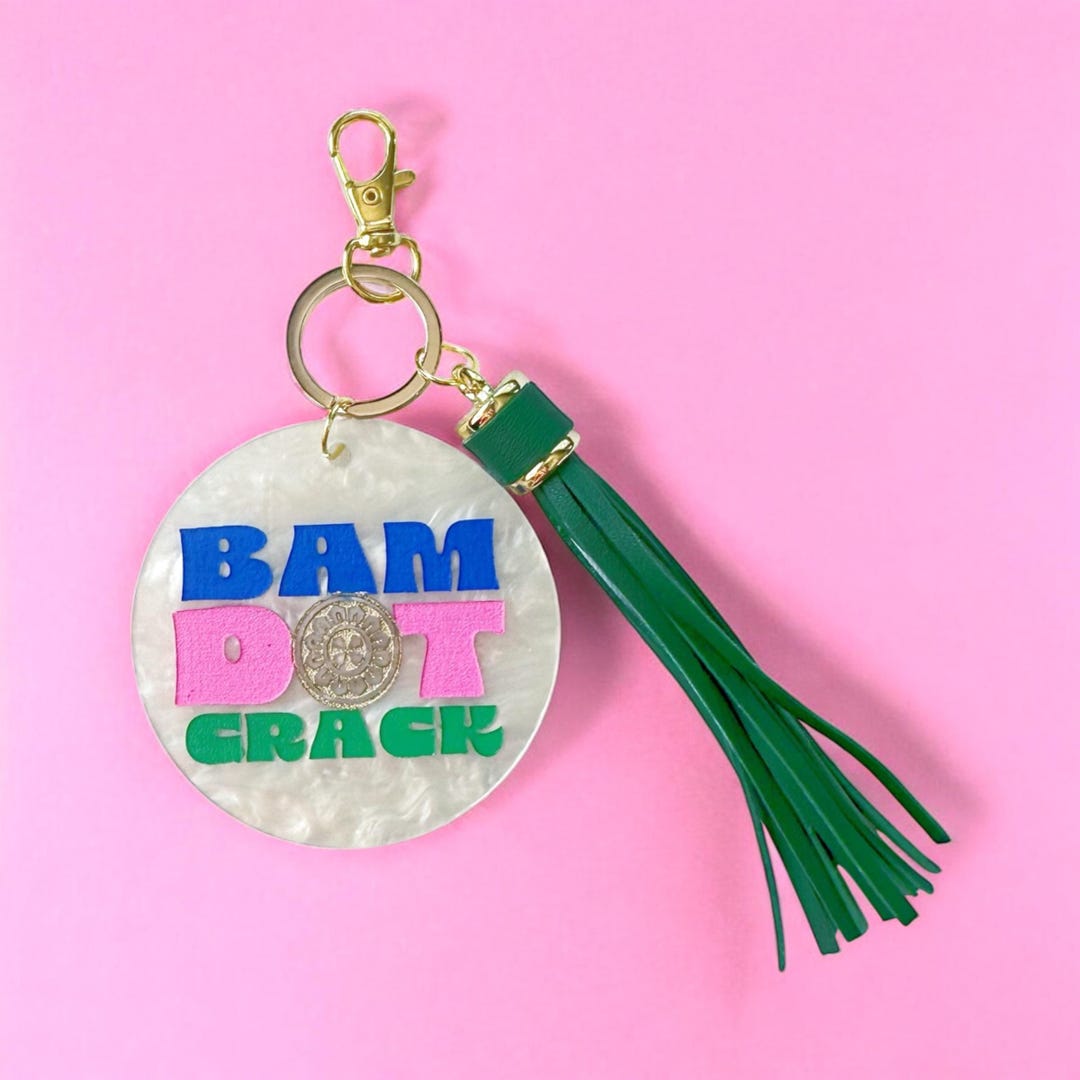 Bam Dot Crack Mahjong Bag Charm Keychain With Tassel - Etsy