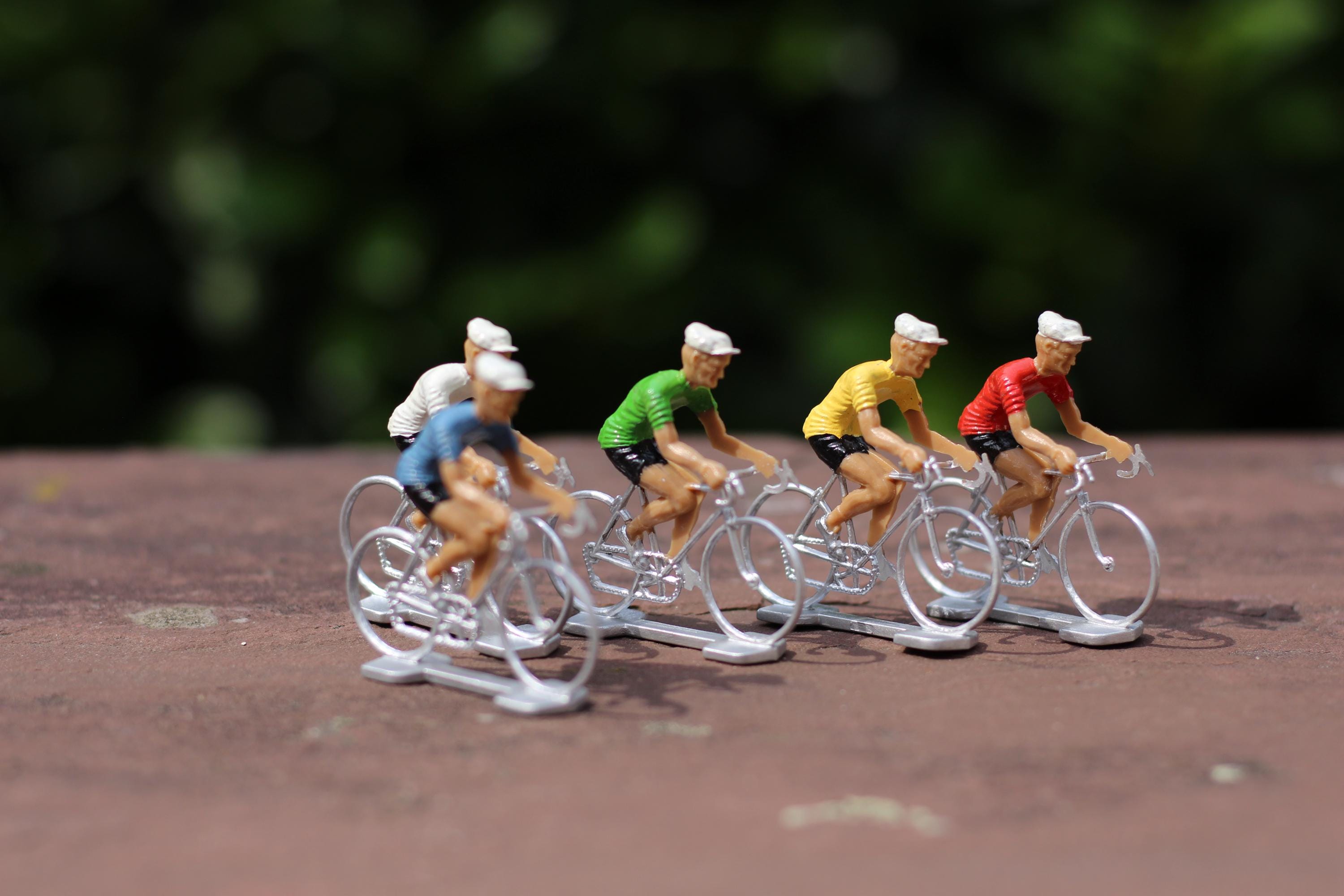 Wielrenners, wielrenfiets, Tour de France, peloton, miniatuur figuren ...