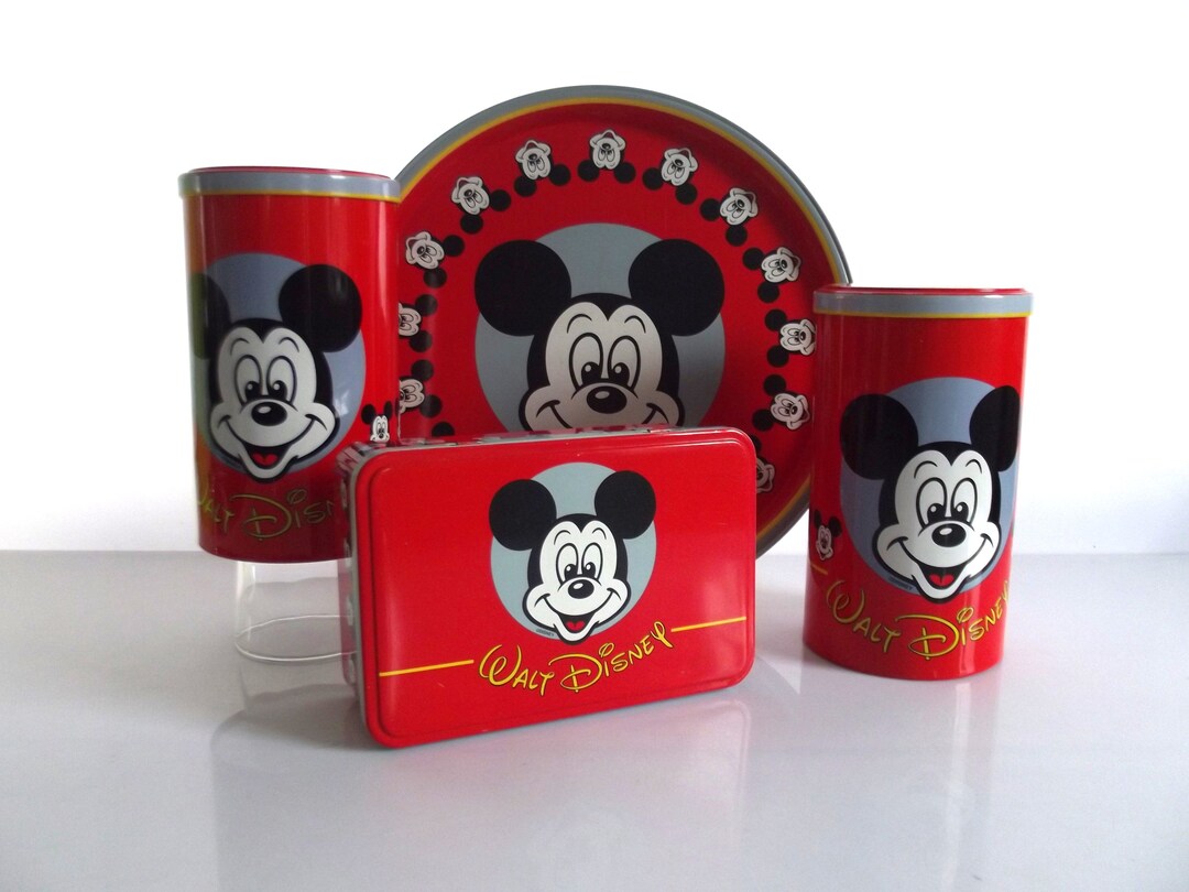 Walt Disney, Mickey Mouse Tin Set, Kitchen Set, Tray, Storage Tins ...
