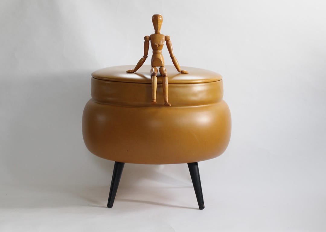 Vintage 60s Stool, Pouf, Sewing Box, Storage Furniture, Footstool, Mid ...