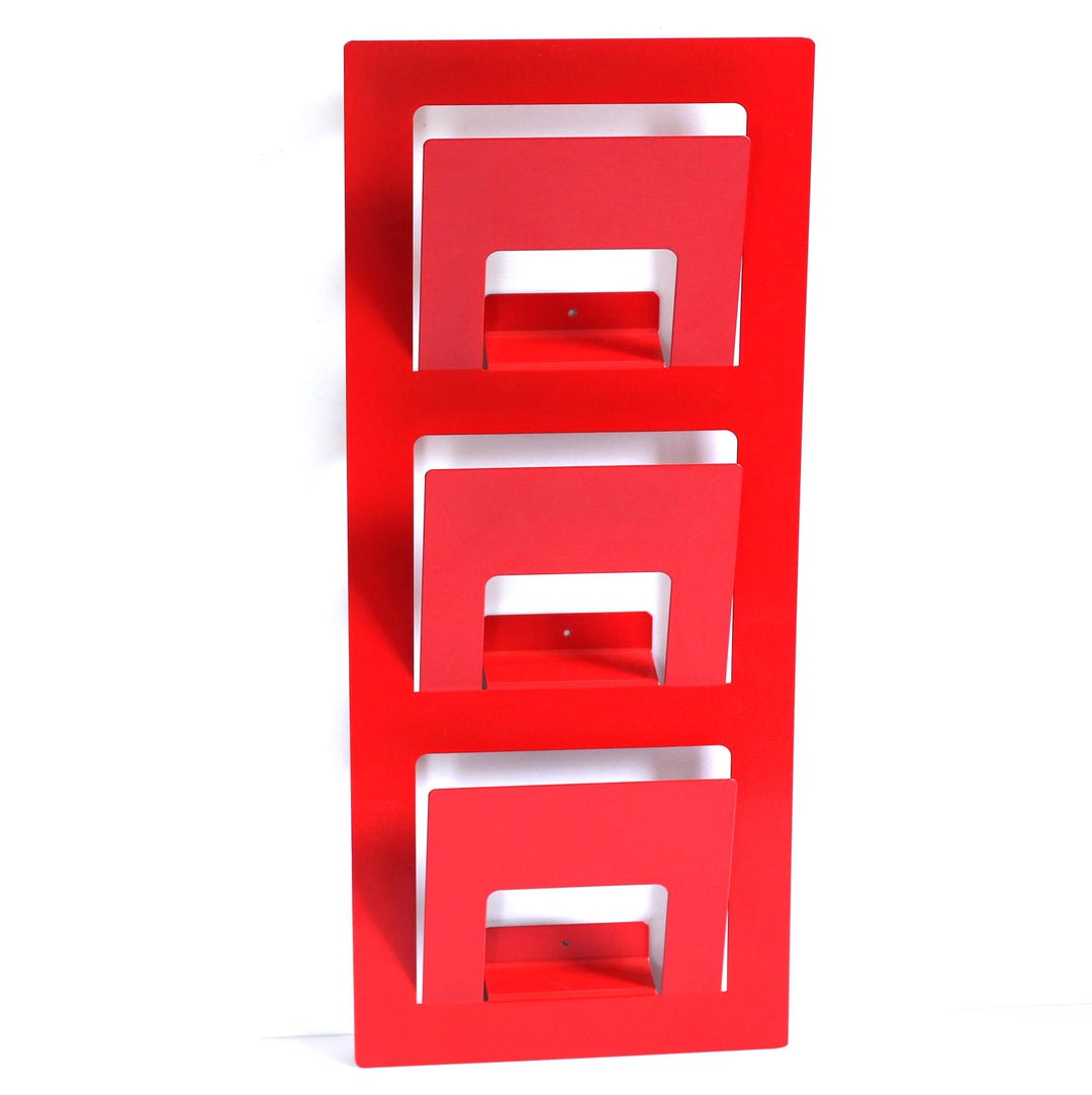 Red Ikea Magazine Wall Rack, Magazine Rack, Newspaper Rack, Metal Rack ...