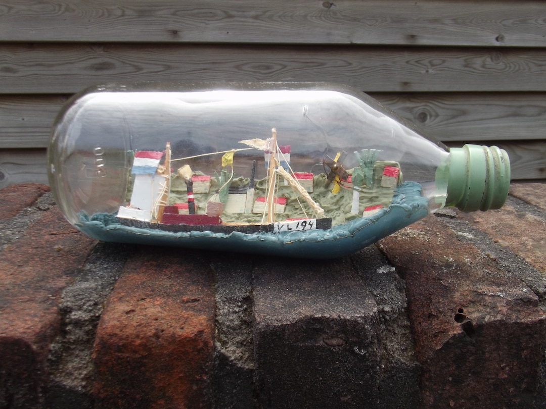Vintage Ship in Bottle, Bottled Ship, Nostalgic Sailing Boat, Nautical ...