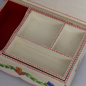 Vintage Hand Decorated Wooden Sewing Box, Storage Box, Sewing Chest ...