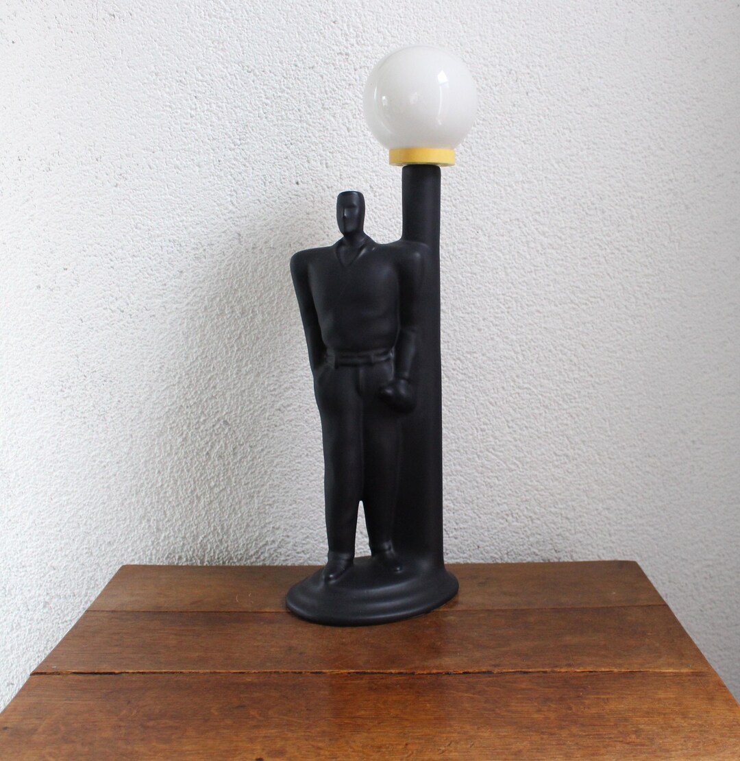 Vintage Table Lamp, Post-modern Table Lamp, Man and Lamp Post, 1980s ...