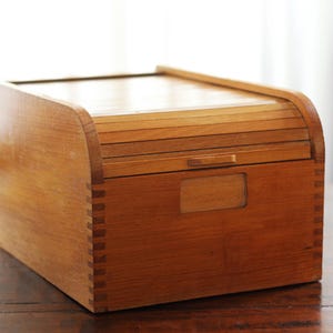 Wooden Roller Shutter Box, Desk Organizer, Card Box, Photo Storage ...