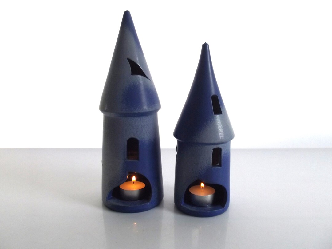 Set of German Pottery Tea Light Holders, Tea Light Houses, Candle ...