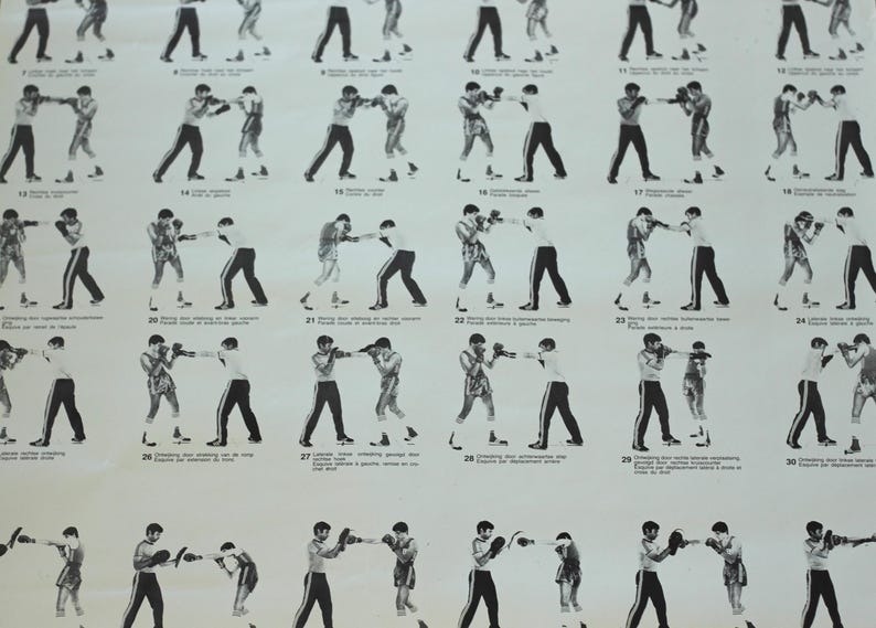 Vintage Boxing Lesson Poster, 70s Poster, Vintage Sports Poster, Boxing ...