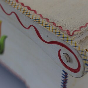 Vintage Hand Decorated Wooden Sewing Box, Storage Box, Sewing Chest ...