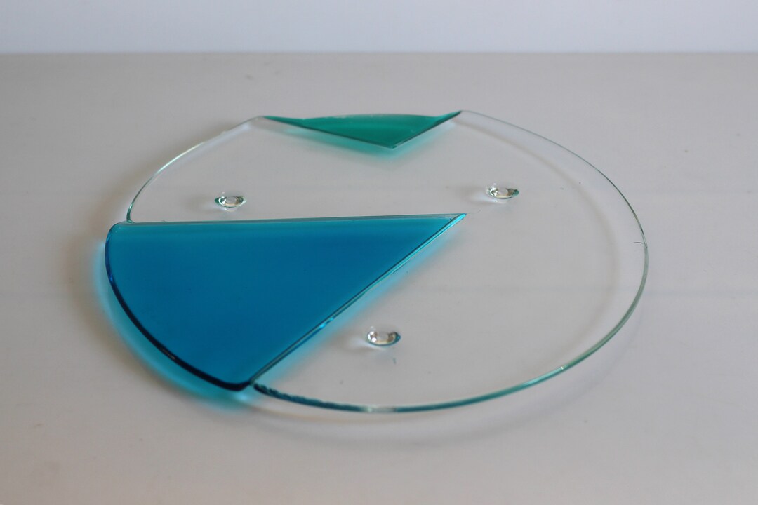 80s Art Glass Plate, Glass Dish, Serving Dish, Cheese Plate, Cheese ...