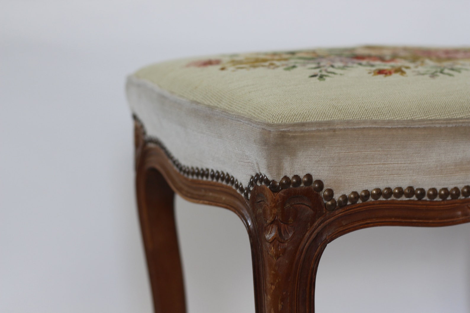 French Louis XV Style Stool, Handcrafted Footstool, Foot Rest, Hallway ...