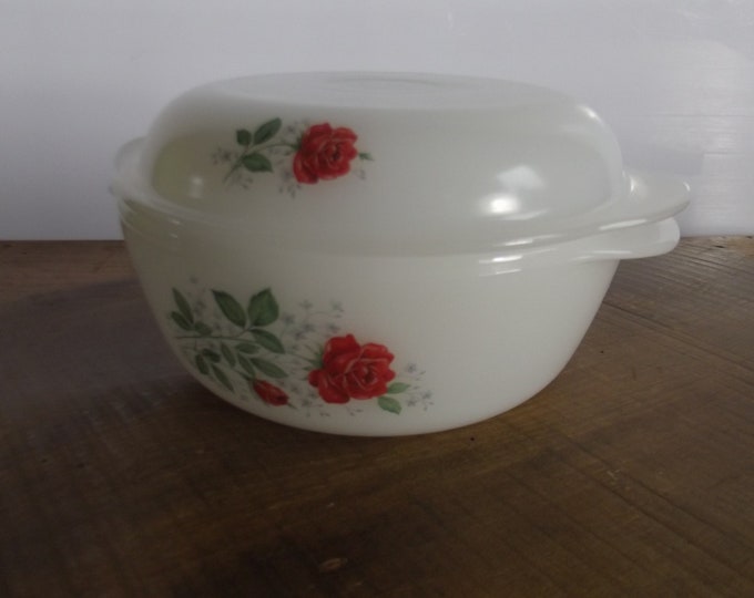 Arcopal France Rose Serving Dish With Lid, Casserole Dish, Pyrex, Milk ...
