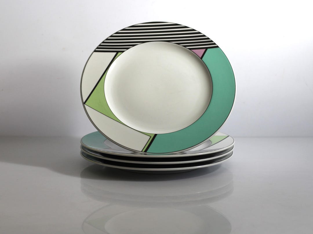 Rare Vintage Set of 4 Arzberg - Germany Memphis Style Plates, Under ...