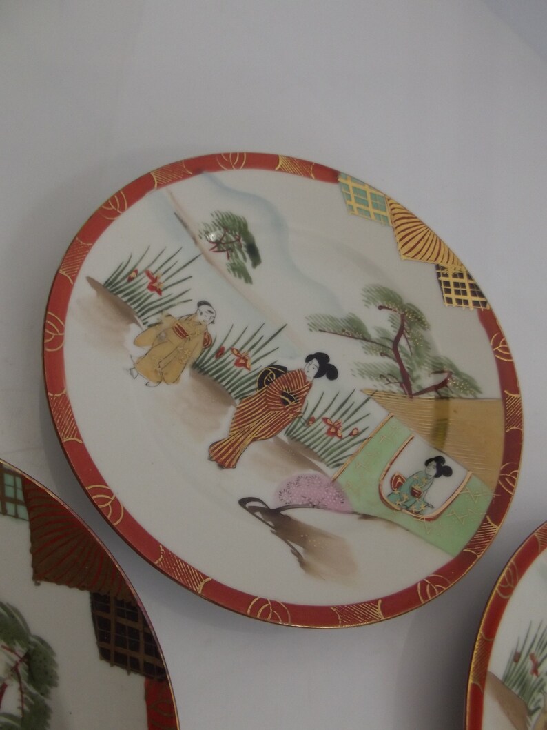 4 Antique Japanese Dai Nippon Kutani Small Plates - Etsy