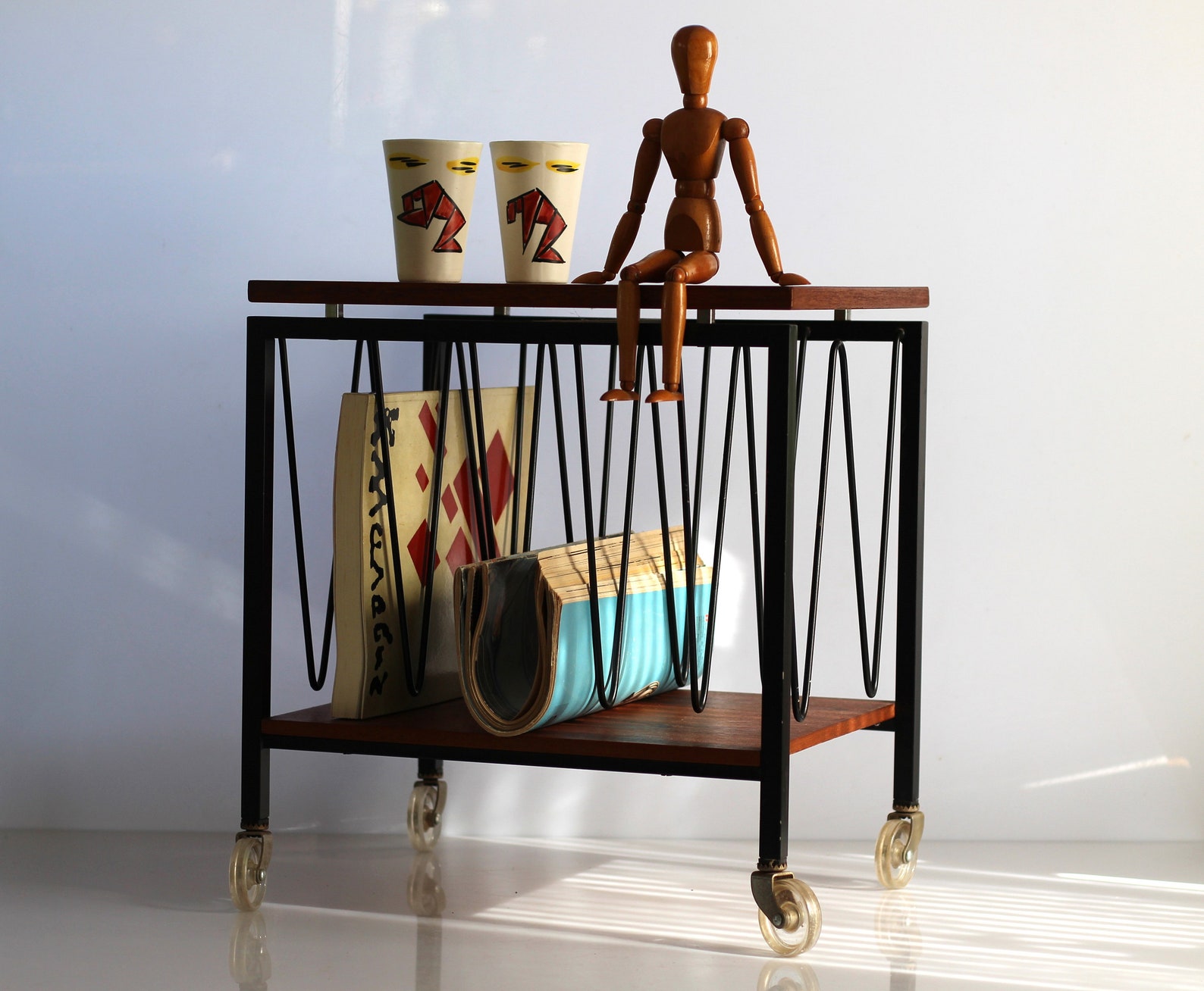 Vintage Side Table, Trolley, Magazine Rack, Newspaper Rack, Stiemsma ...